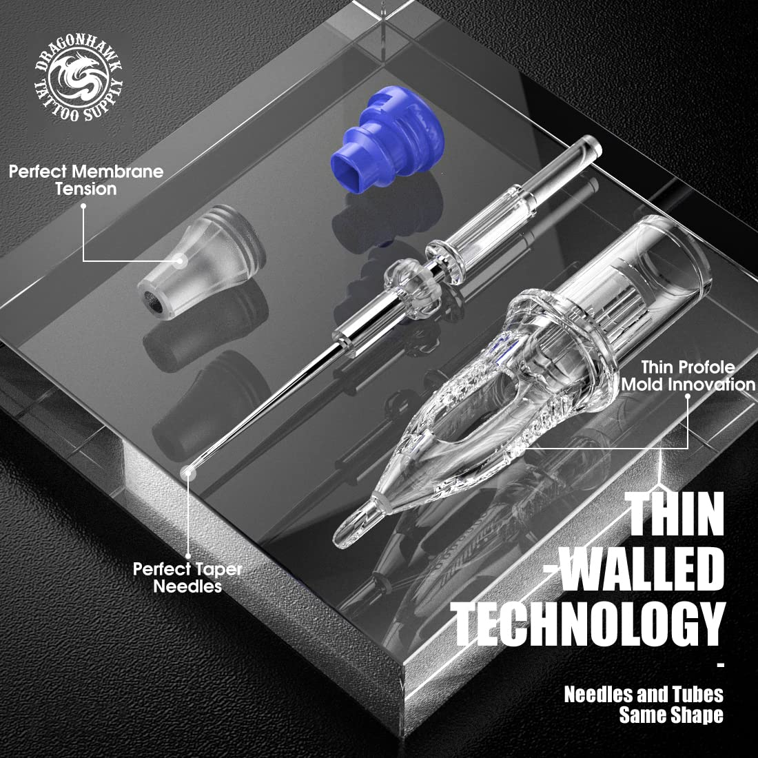 DRAGONHAWK Complete Tattoo Pen Kit Rotary Atom M1 Machine Power Supply 20Pcs Cartridges Needles Foot Pedal
