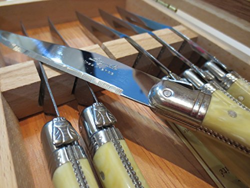 Laguiole Pale Horn Platine Knives in Presentation Box (Set of 6)