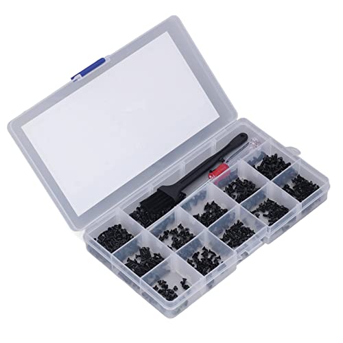 600 Pcs PC Flat Head Screws Kit with Brush Screwdriver Metric M2 M2.5 M3 Carbon Steel Electronic Repair Countersunk Screws for Laptop Notebook Computer