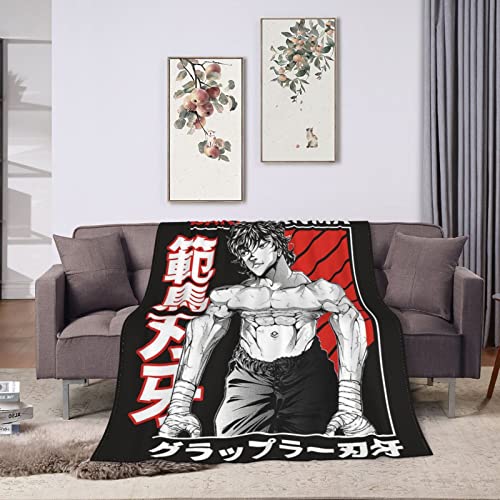 Anime Baki The Grappler Blanket Tapestry Sofa Office Bedroom Throw Blankets Super Soft Cozy Microfiber Blanket Bedding 40"X30"