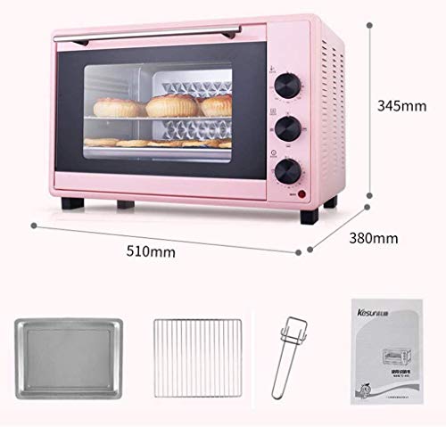 40L Oven,Adjustable Temperature 0-230℃ and 60 Minutes Timer Five-Layer Baking Position Multi-Function Electric Oven Kitchen Convection Oven (Blue) (Pink)