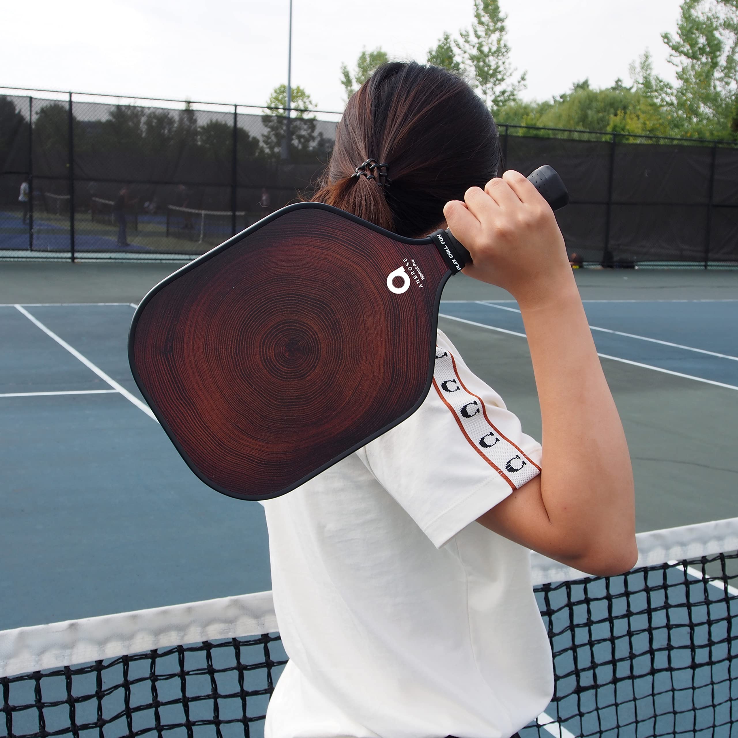A. Anbrose Pickleball Paddle | Extra Wide Paddle Shape | USAPA Approved | Carbon Fiber Face | Polypropylene Honeycomb Core | Lightweight | Fabric Paddle Cover.… (Fiberglass, 13mm)