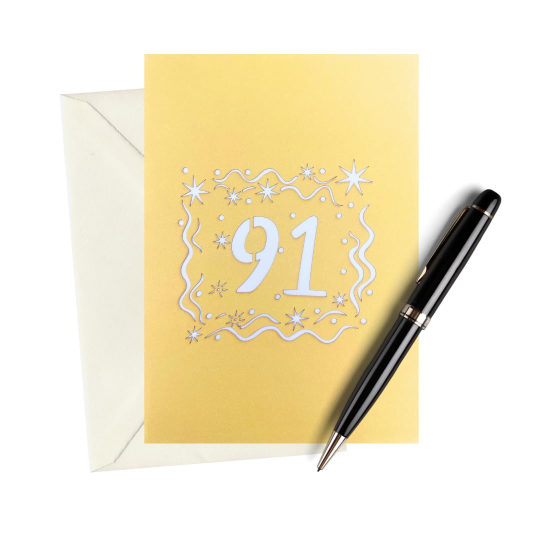ALPHAK Happy 91st Birthday 3D Pop Up Card, Birthday 3D Greeting Card, 91st Birthday Gifts