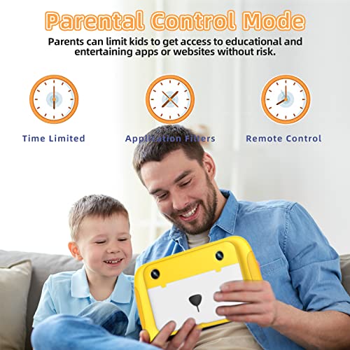 7 inch Android 11 Tablets, 2GB RAM+32GB ROM,Long Battery Life,1.5GHz Quad Core Processor,2 MP Dual Camera,Google Certified, WiFi Bluetooth 4.2 (Yellow)
