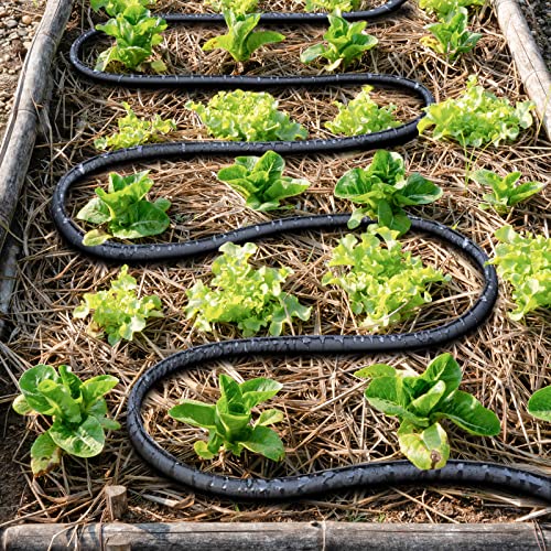 JAZIPO Premium Soaker Hose 100ft (50ft x 2Pack), Efficient Garden Drip Hoses Irrigation, Heavy Duty Watering Hose Save Water For Garden Bed, Leakproof Double Layer Flexible Trickle Hose with Holes