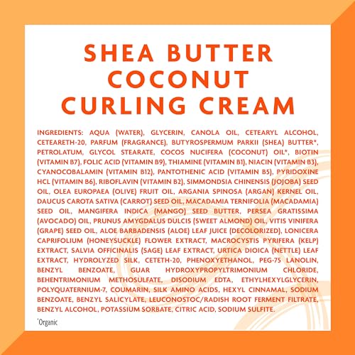 Cantu Coconut Curling Cream with Shea Butter for Natural Hair, 12 oz, Packaging may vary