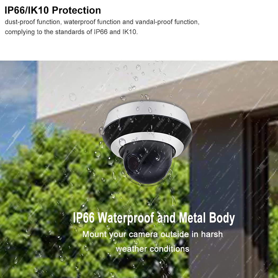 VIKVIZ 4MP PTZ IP Camera with 4X Optical Zoom 16X Digital Zoom,Ultra Low-Illumination,Audio Record,Speaker Port,66ft IR Night Vision,Built-in SD Slot,WDR Version OEM DS-2DE2A404IW-DE3