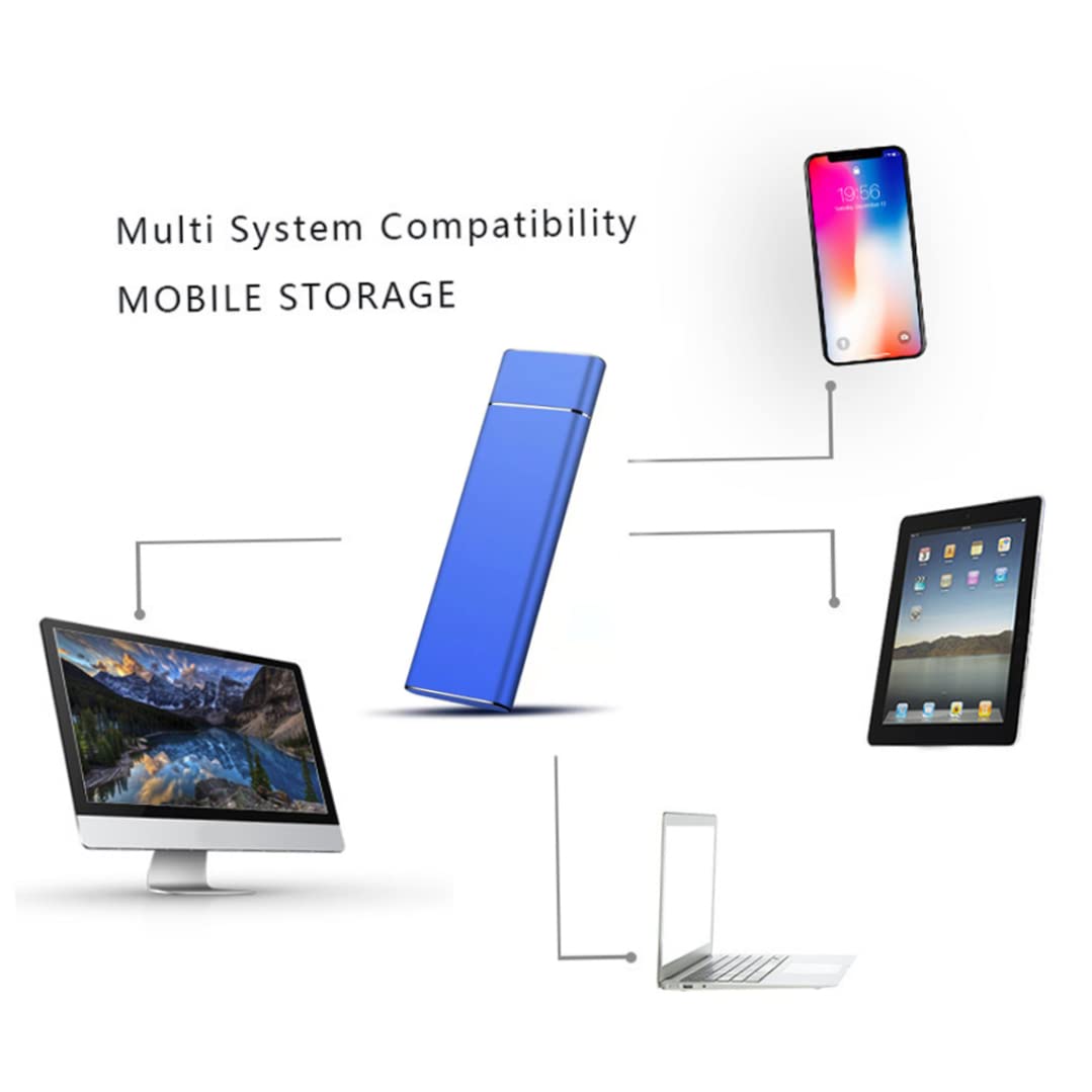64G External Hard Drive, Max Scalable Up to 2TB Large Capacity Ultra Slim Portable Hard Shockproof Anti-Drop Drive External USB3.1 Hard Drive Storage Compatible for PC, Desktop, Laptop