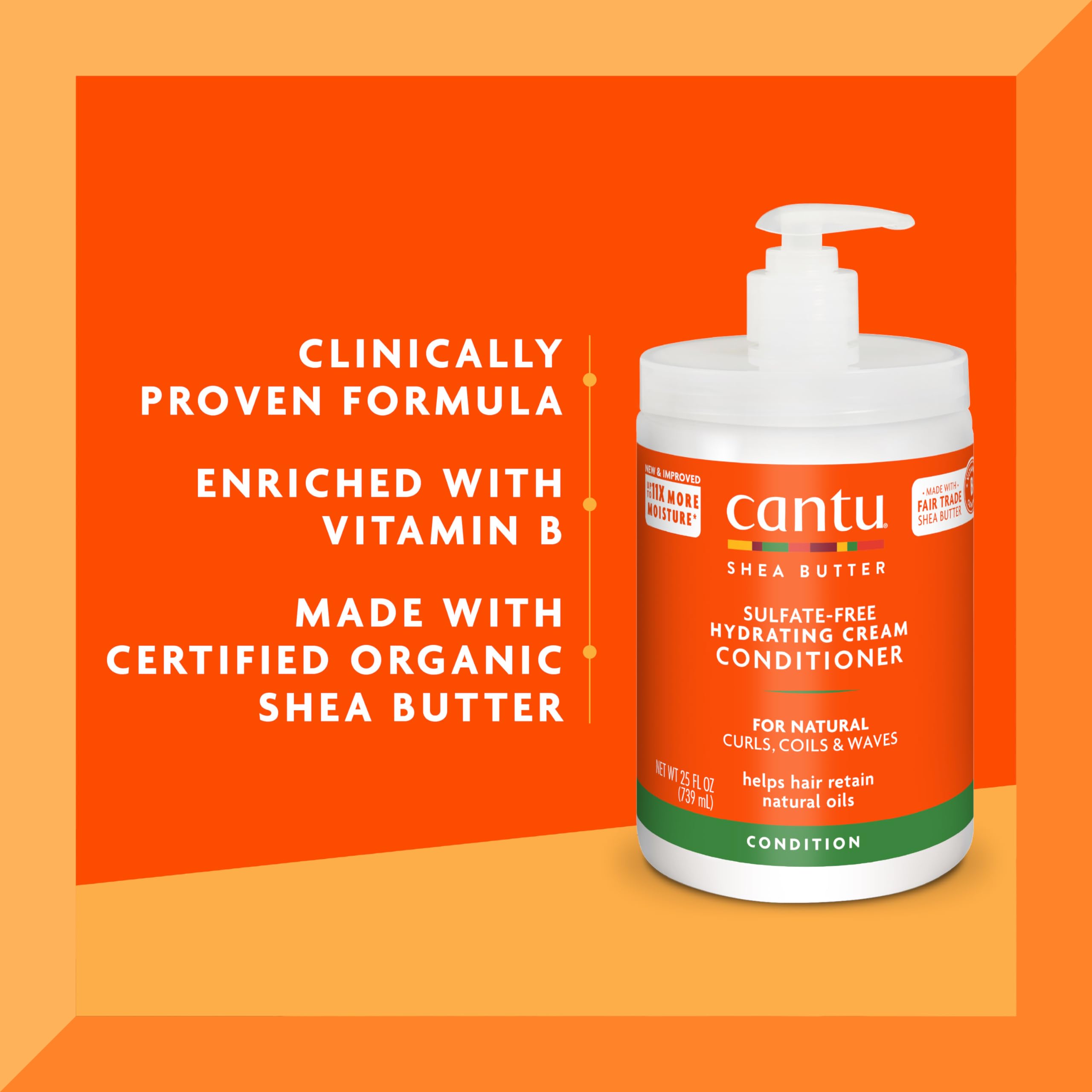 Cantu Sulfate-Free Hydrating Cream Conditioner with Shea Butter for Natural Hair, 25 fl oz