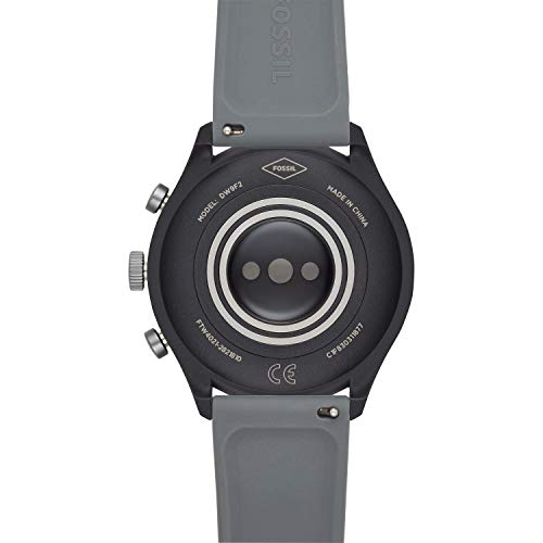 Fossil Men's Gen 4 Sport Heart Rate Metal and Silicone Touchscreen Smartwatch, Color: Grey, Blue (FTW4021)