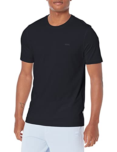 BOSS mens Small Logo Cotton Crewneck T shirt T Shirt, Basic Navy, Medium US