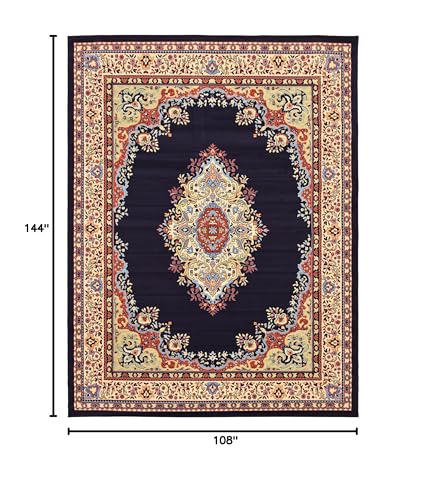 Rugs.com Amaya Collection Rug – 9' x 12' Navy Blue Medium Rug Perfect for Living Rooms, Large Dining Rooms, Open Floorplans
