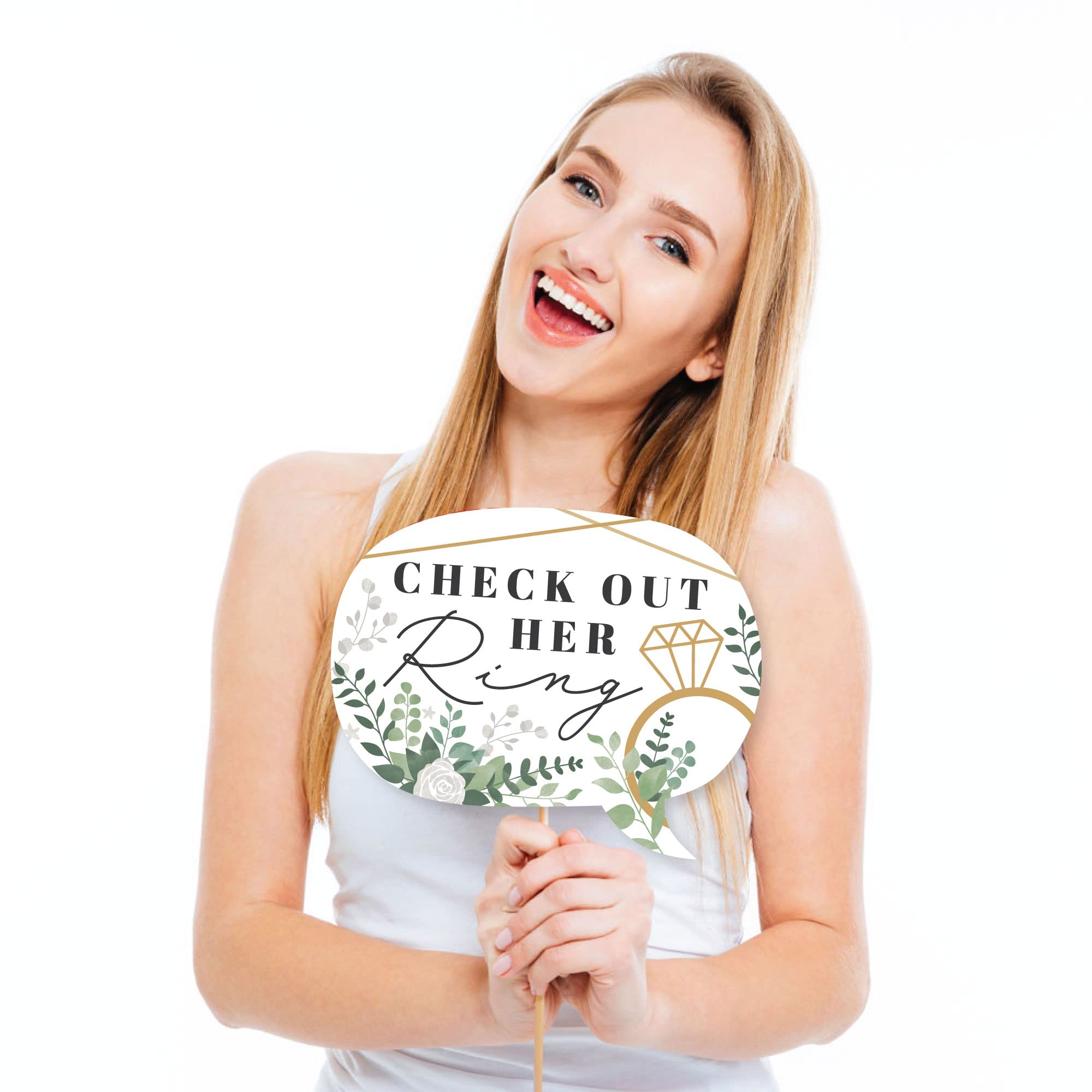 Big Dot of Happiness Boho Botanical Bride - Greenery Bridal Shower and Wedding Party Photo Booth Props Kit - 20 Count