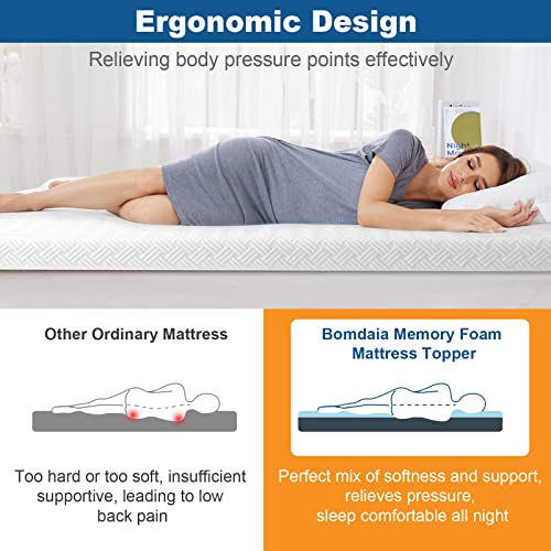 Bomdaia 3 Inch Gel Memory Foam Mattress Topper Twin XL, High Density Bamboo Charcoal Cooling Mattress Pad, Pressure Relieving Bed Topper for Back Pain, Foam Topper with Removable & Breathable Cover