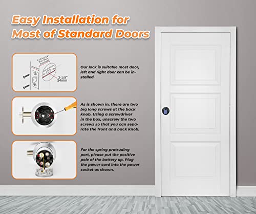 Keypad Door Knob Lock, Keyless Entry Door Lock with Anti-Slip Handle, Auto Lock, Waterproof Electronic Black Door Knob, Safe and Easy Installation for Home, Office, Hotel and Garage