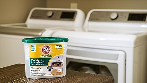 Arm & Hammer Essentials Disposable Moisture Absorber and Odor Eliminator Tub, Fragrance Free, 1 lb., 3-Pack, Attracts and Traps Excess Moisture, Ideal Closet Dehumidifier