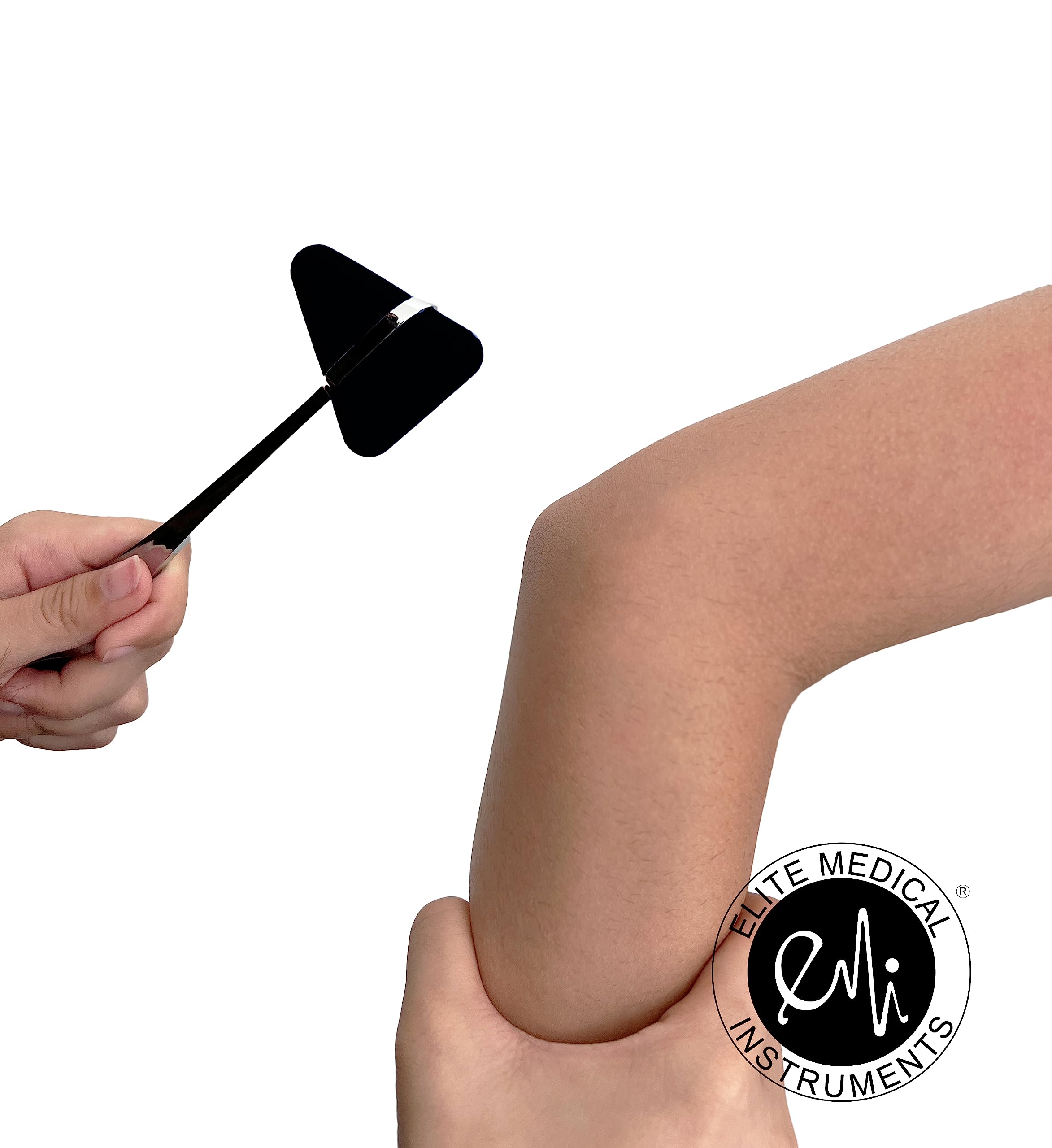 EMI Taylor Tomahawk Percussion Medical Reflex Hammer 7 1/2" with Chrome Plated Handle, Stainless Steel Construction - Precision Reflex Testing Tool for Medical Professionals - Black