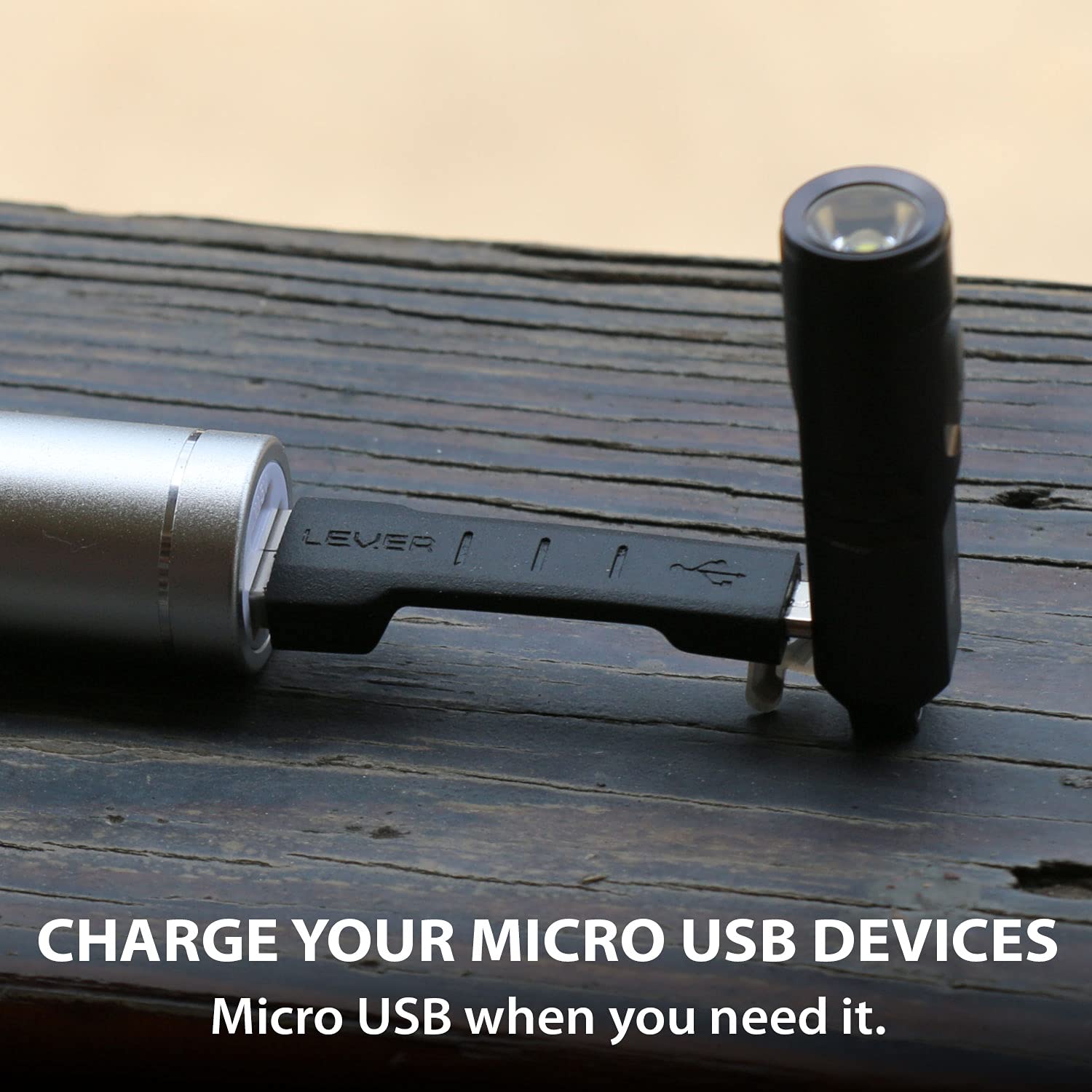 Lever Gear CableKit - Portable Micro USB Keychain Charger Cord. Includes Micro USB Cable, Secondary Adapter, Carry Case & SIM Tool. Micro USB Key Chain Charging Cable Kit. (1 Pack, USB-C Adapter)