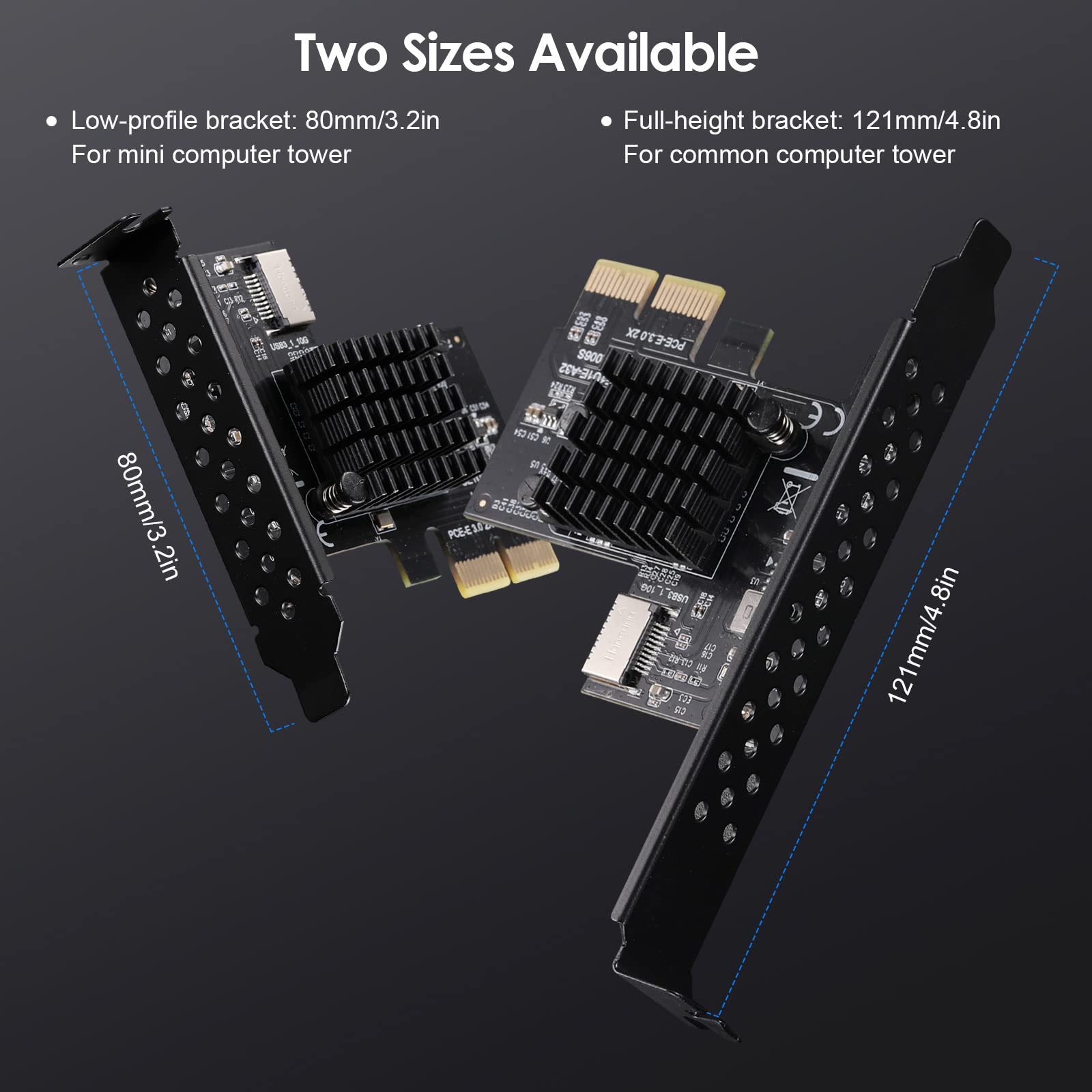 BEYIMEI PCI-E 2X to USB3.1 A-Key Gen2 Front Type-C Expansion Card,10Gbps Type-E Internal 20-pin Front Panel Connector Riser Card,PCI Express 3.0 X2 Adapter for Desktop PCs (ASM3142)