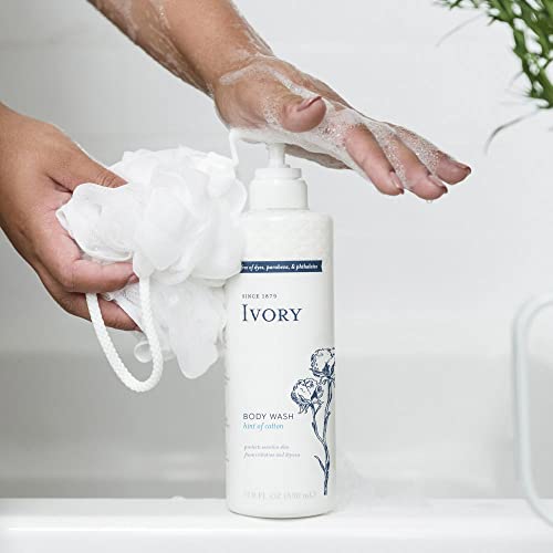 Ivory Moisturizing Body Wash Hint of Cotton, 17.9 Fl oz