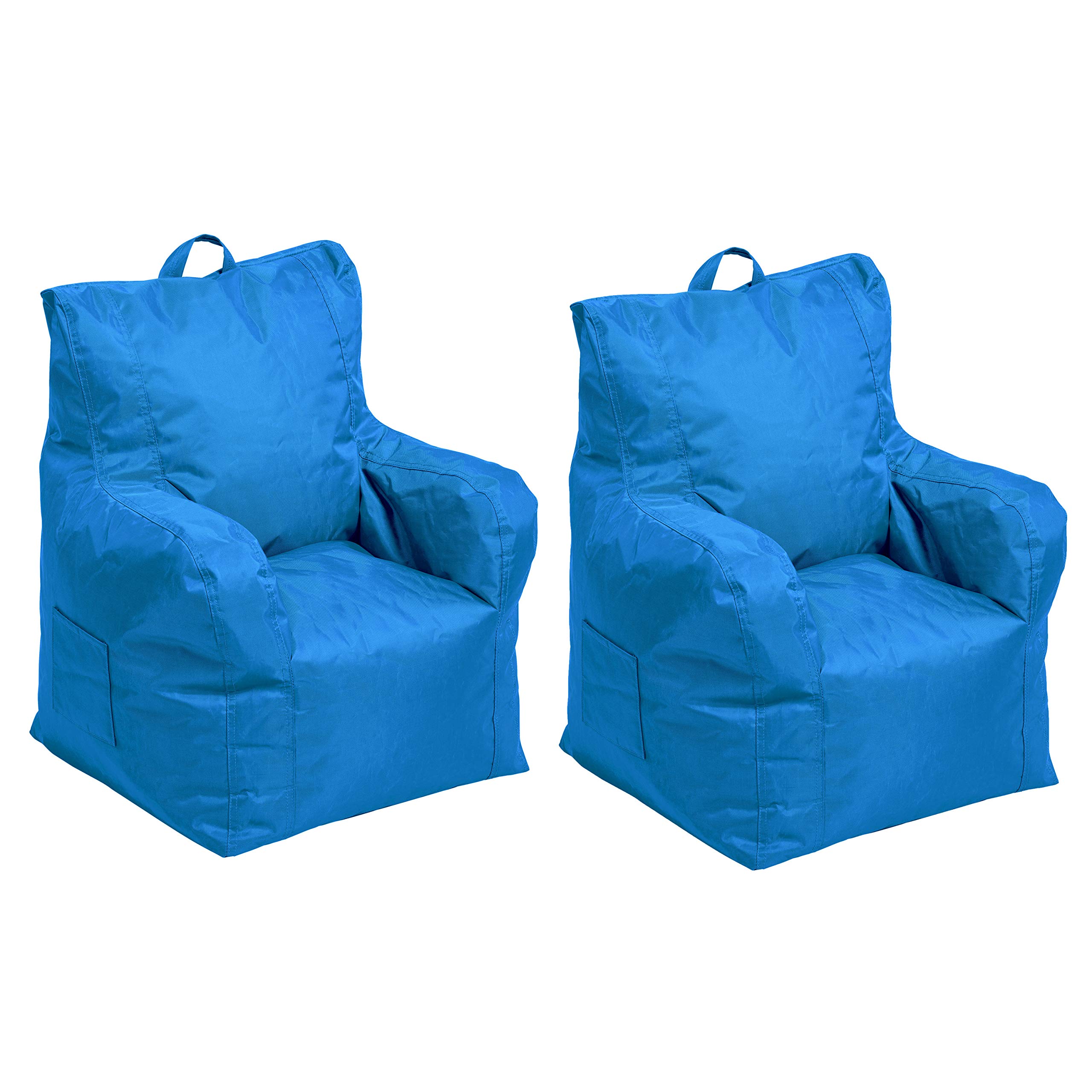 Cali Little Bear Sack Bean Bag Chair, Dirt-Resistant Coated Oxford Fabric, Flexible Seating for Children, Kid's Furniture for Bedrooms, Playrooms, Daycare, Preschool - French Blue (2-Pack)