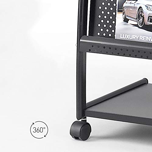Magazine & Newspaper Baskets Newspaper Rack Magazine Rack Information Rack Magazine Rack Storage Book Rack Metal Iron Floor Universal Wheel Mobile Propaganda Display Stand Shelf Baskets