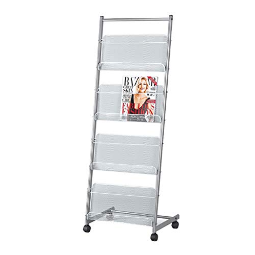 Magazine & Newspaper Baskets Information Rack Newspaper Rack Magazine Rack Magazine Rack Storage Book Rack Metal Iron Floor Universal Wheel Mobile Propaganda Display Stand Shelf Baskets