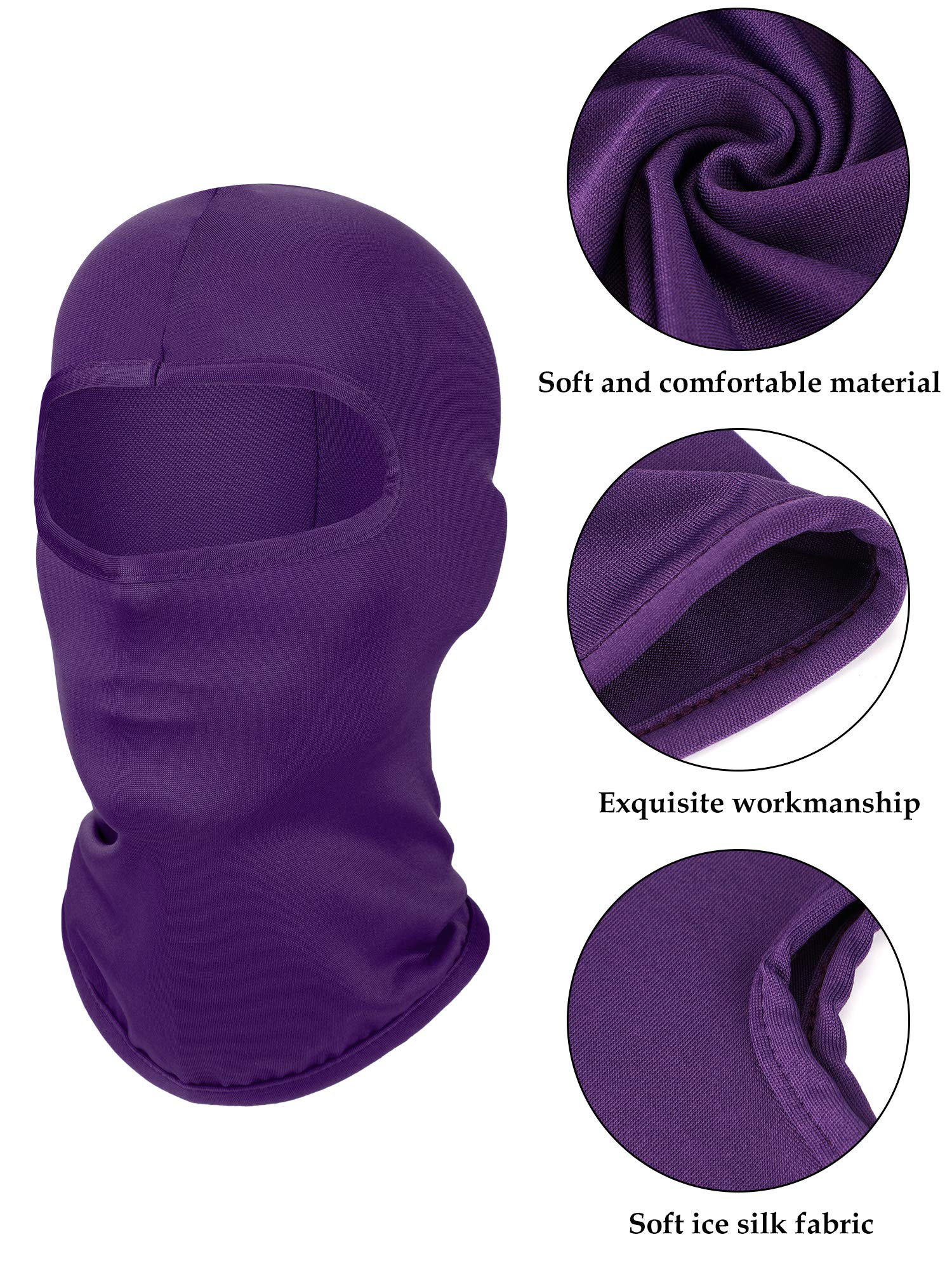 6 Pieces Ski Mask Kids Balaclava Winter Windproof Face Covering Breathable Neck Gaiter for Winter Outdoor Activities (White, Sky Blue, Orange, Dark Blue, Purple, Black, Large)