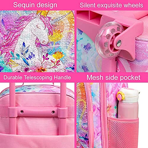 Kids Luggage for Girls, Cute Unicorn Rolling Wheels Suitcase for Toddler Children