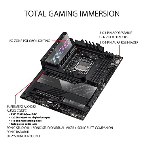 ASUS ROG Crosshair X670E Hero (WiFi 6E) Socket AM5 (LGA 1718) Ryzen 7000 Gaming Motherboard(18+2 Power Stages, PCIe® 5.0, DDR5,5xM.2 Slots,Front-Panel USB 3.2 Gen 2x2, USB4®, Wi-Fi 6E)