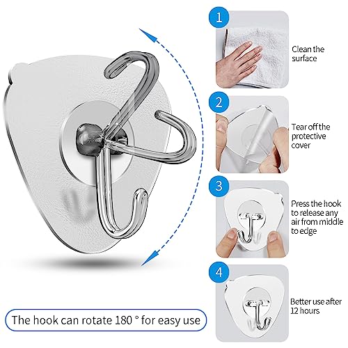 ASOFFI 37 Pack Triangular Self Adhesive Hooks, Waterproof and Oil Proof Seamless Utility Wall Hooks for Home Kitchen Bathroom Chistmas Wreath Light Hanger (37)
