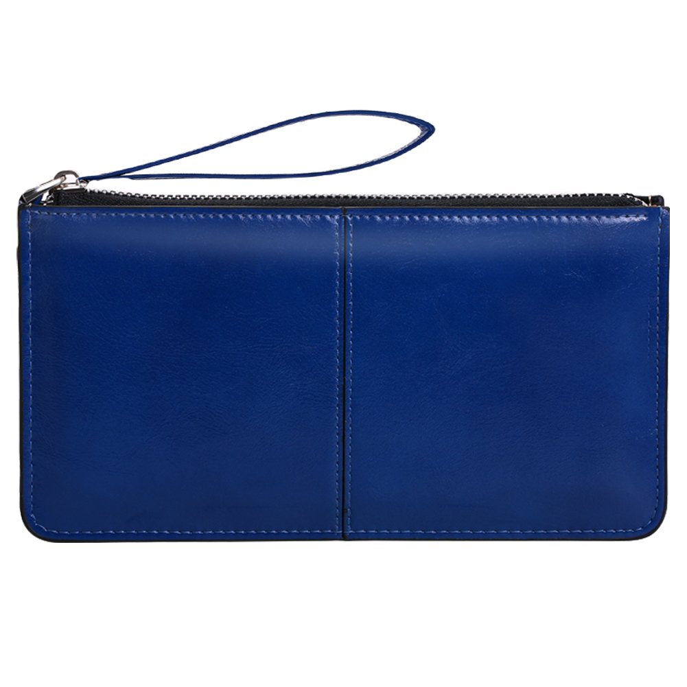 Bonaweite Women's Wristlet Clutches Leather Wallet Purse Cards Holder Navy Blue