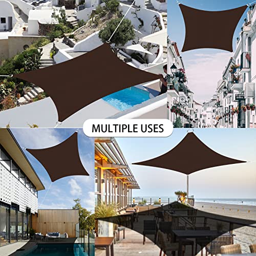 Ankuka Waterproof Sun Shade Sail Canopy Rectangle UV Block for Outdoor Patio and Garden, Yard Activities(8'x10', Brown)