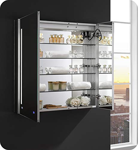 Fresca Tiempo 36" Wide x 36" Tall Bathroom Medicine Cabinet w/LED Lighting & Defogger