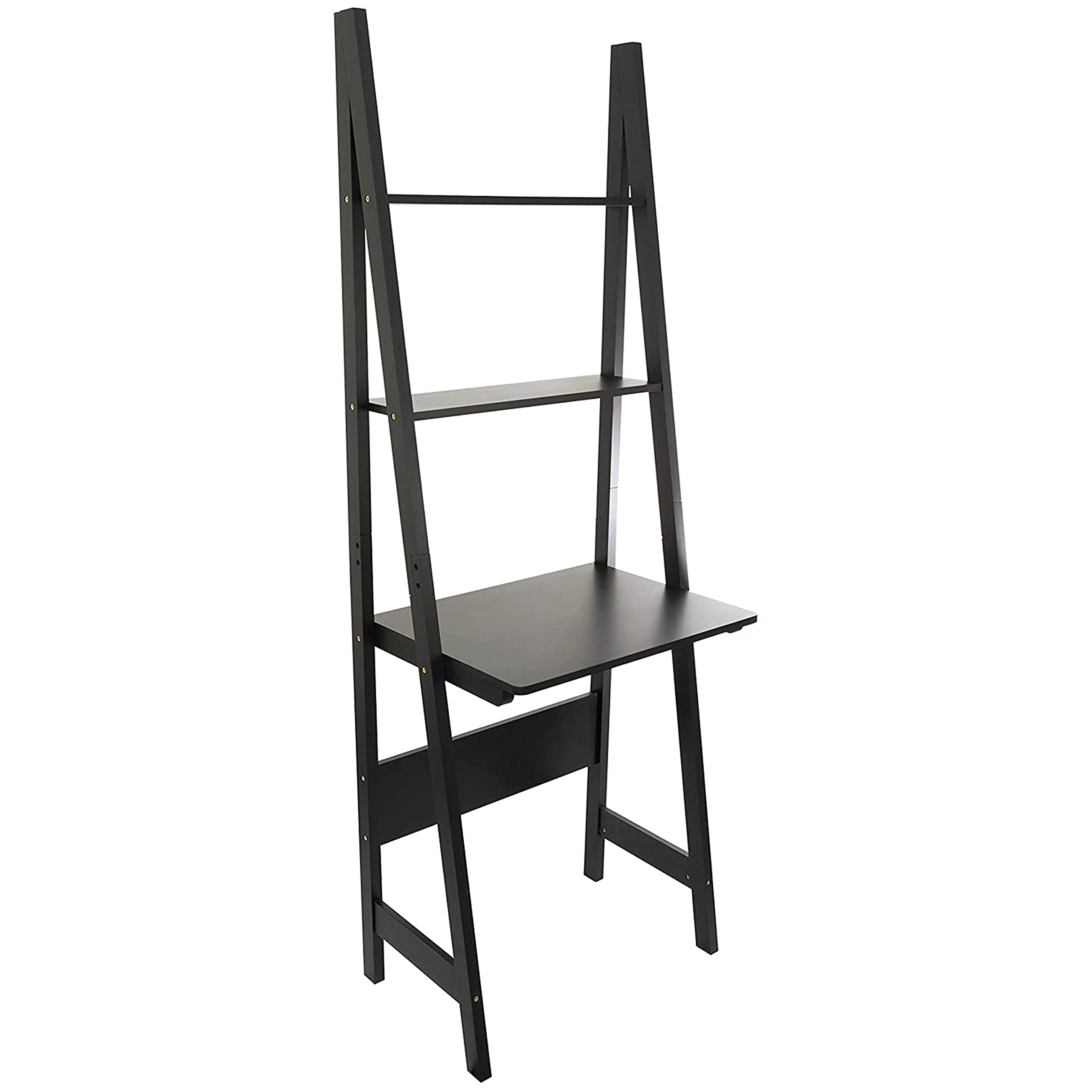 Kiera Grace Providence Hart Floor Shelf and Desk– Black Matte Finish, 3-Tiered, 71-Inch by 25-Inch by 18-Inch