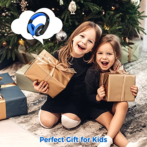 rockpapa Comfort+ Kids Headphones with Microphone and Volume Control, Boys Girls Student Over-Ear Headphones Wired for School Classroom Laptop PC Computer Tablet Black Blue