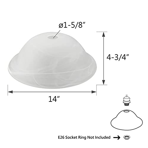 Aspen Creative 23510-11,Alabaster Replacement Glass Shade for Medium Base Socket Torchiere Lamp, Swag Lamp and Pendant, 14" Diameter x 4-3/4" High.