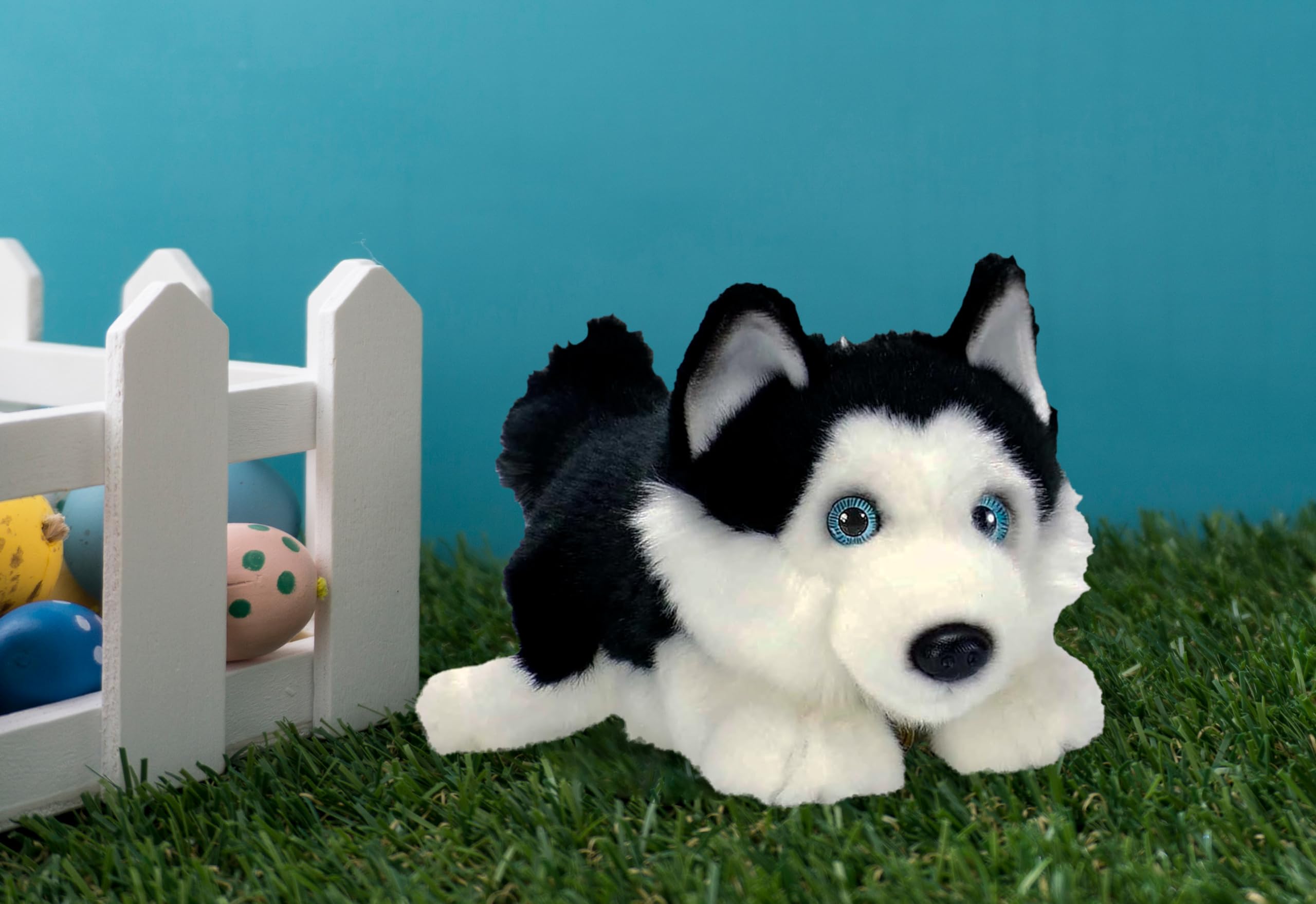 Aurora World Miyoni Black Lying Husky Plush - Super Soft 11" Realistic Stuffed Animal Toy