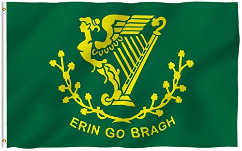 ANLEY Fly Breeze 3x5 Foot Erin Go Bragh Flag - Vivid Color and Fade Proof - Canvas Header and Double Stitched - Ireland Forever Flags Polyester with Brass Grommets 3 X 5 Ft