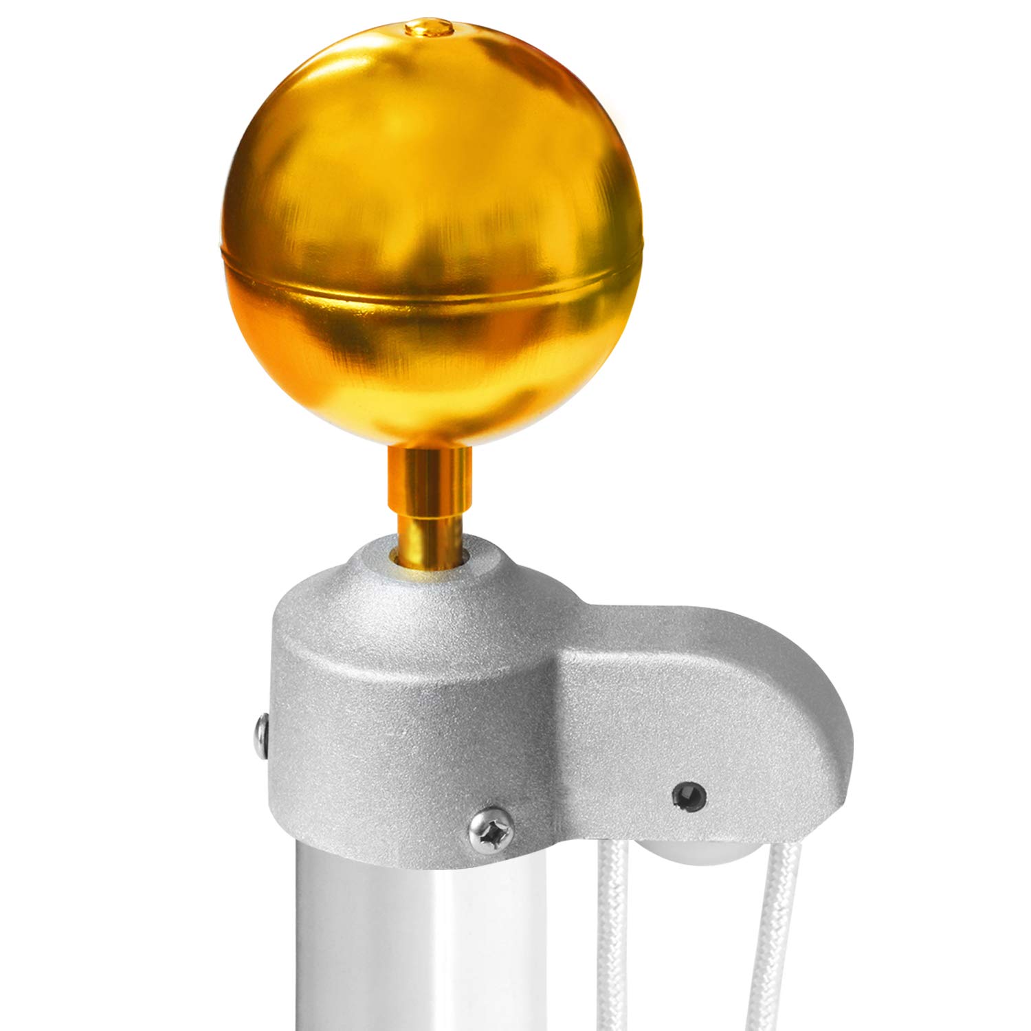Anley Authentic 3" Flagpole Ball Topper Ornament - Gold Anodized Aluminum Finish - Weatherproof Top Replacement - Fit Standard USA Flag Poles, Pulley Truck & Solar Lights