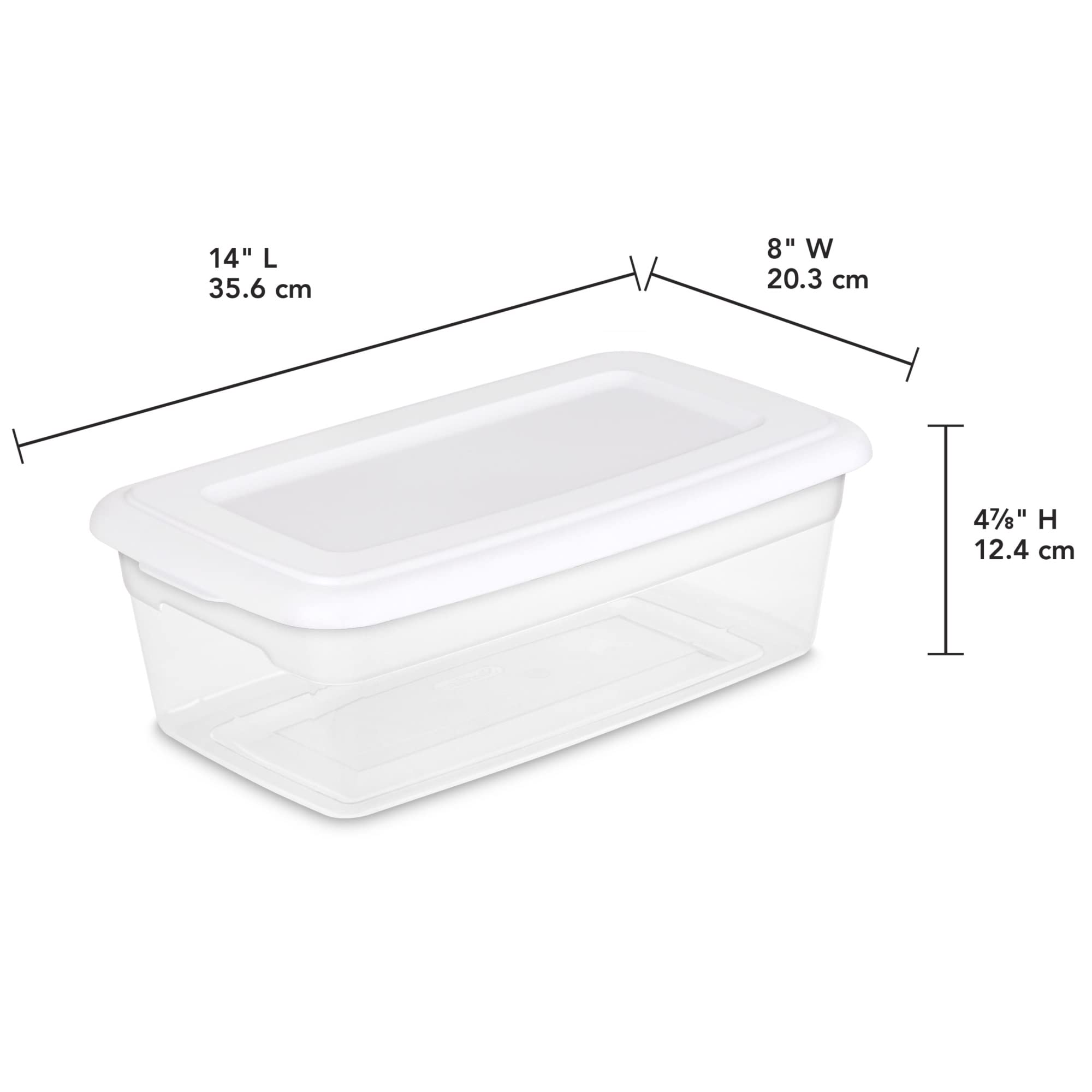 6 Qt. Storage Box Plastic, White, Set of 36