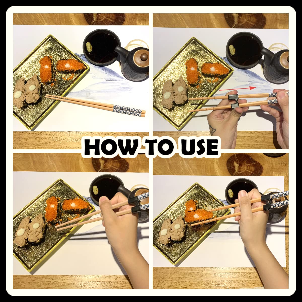 7 Pairs Reusable Training Chopsticks Helpers for Kids Adult Trainer Beginner Learner, Japanese Bamboo Chopsticks and Non-Slip Connector Set, Dishwasher Safe, L8.86Inch (3.Glaze print)