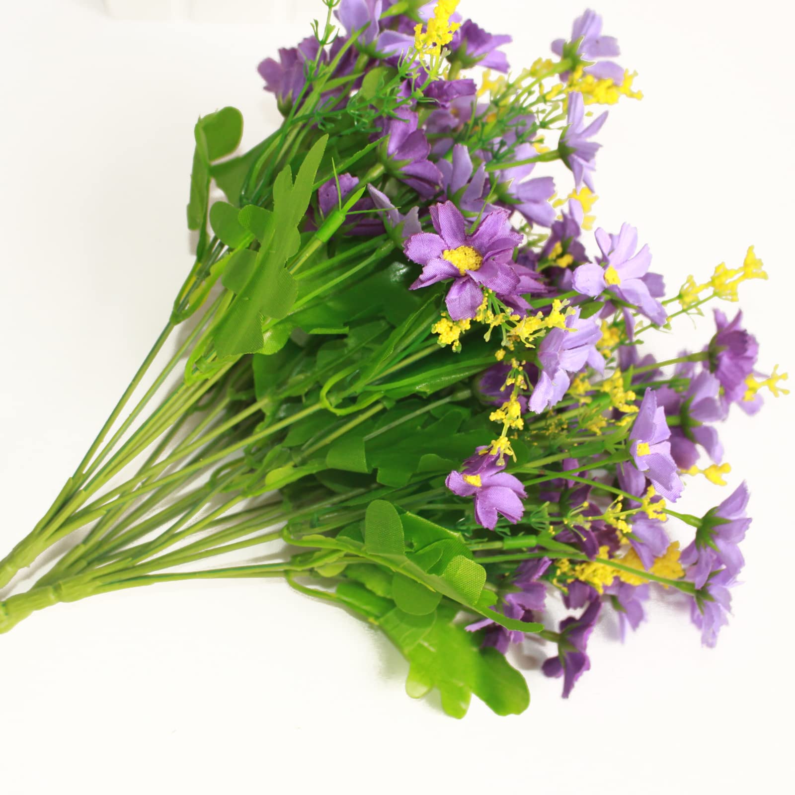 BOSHENG Outdoor Artificial Flowers Chrysanthemum for Courtyard Decor Small Daisies Plastic Greenery Shrubs Plants for Home Wedding Office Garden Decor(Dark Purple 6 Pack,3 Branches per Bunch)