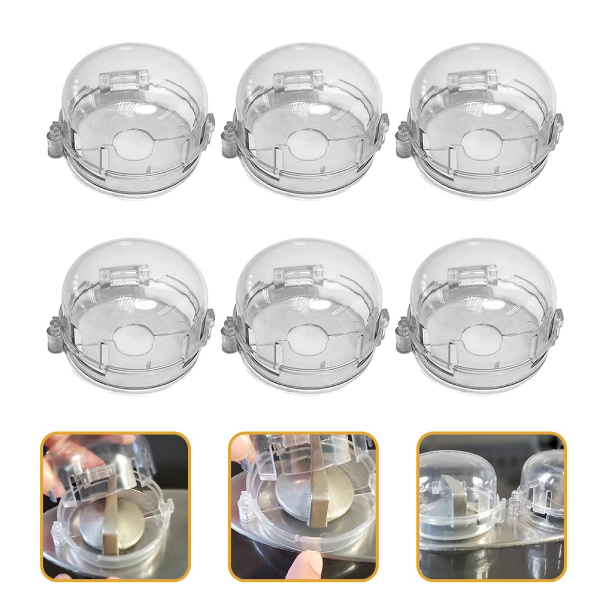 6pcs Child Gas Stove Knob Covers Protective Covers Stove Baby Safety Kitchen Accessories Universal Fit Transparent Oven Knob Caps
