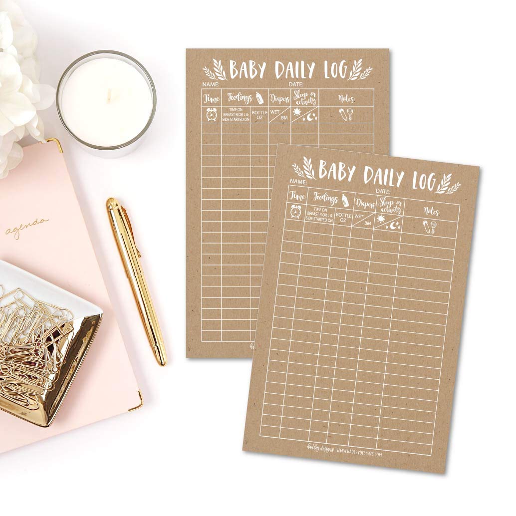 Newborn Baby Log Tracker Journal Book, Infant Daily Schedule, Feeding Food Sleep Naps Activity Diaper Change Monitor Notes For Babies, Mommy Nursing or Breastfeeding Record Tracking Chart 50 Sheet Pad