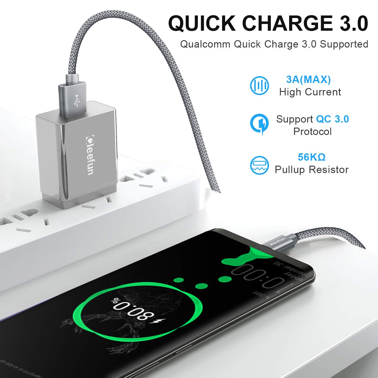 CLEEFUN USB C Cable, USB to USB C Cable Braided, [5 Pack, 3/3/6/6/10 ft] Type C Charger Fast Charging Cable for iPhone 15 Pro Max/Pro/Plus, for Samsung Galaxy S24 S23 S22 S21 S20 Ultra S10, Moto,Pixel