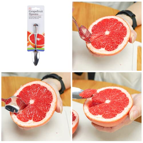 Better Houseware Grapefruit Spoons ,Set of 2 Grapefruit Spoons serrated stainless steel ,grapefruit spoon Baby fruit spoon scraper, Spoons with Serrated Edges for Orange & Kiwi, Ginger Peeler