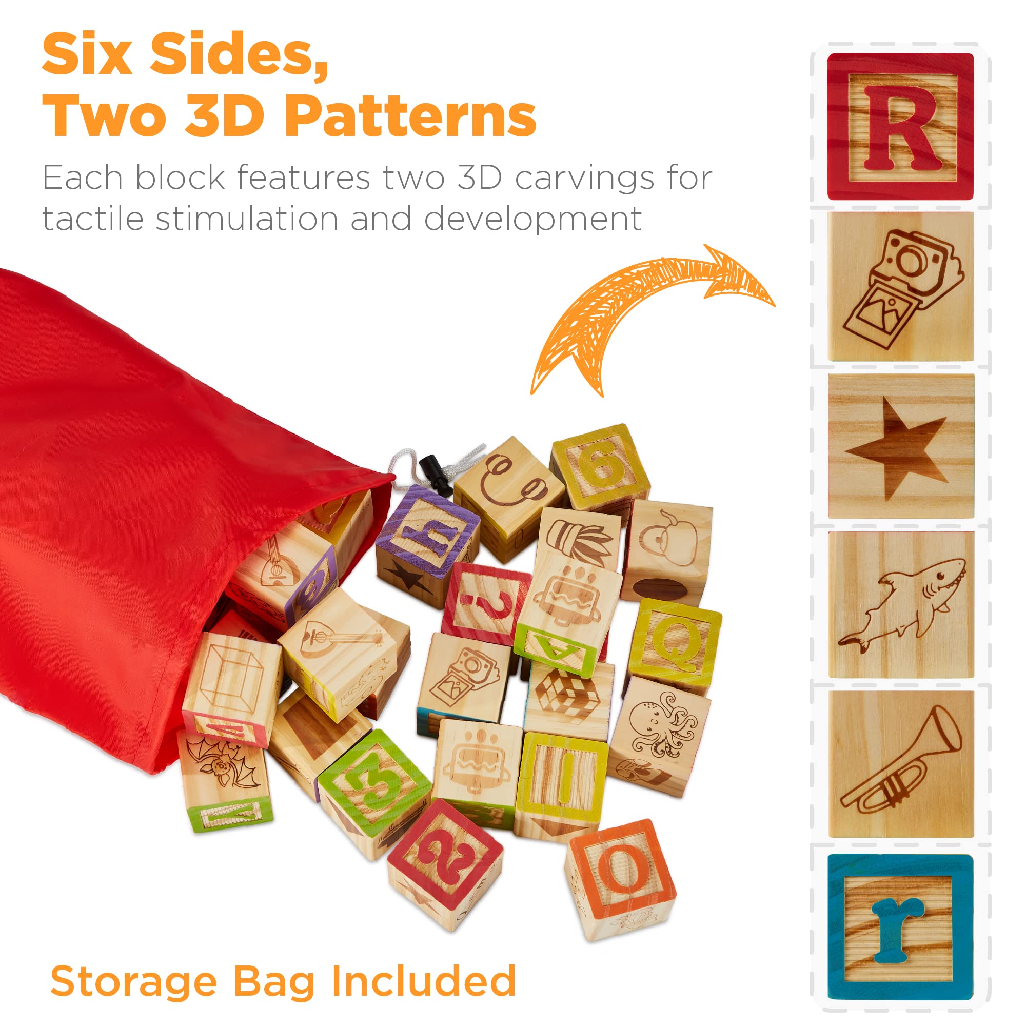 Best Choice Products 40-Piece Kids Wooden ABC Block Set, Building Education Construction Alphabet Letters & STEM Toy for Toddlers w/Carrying Case