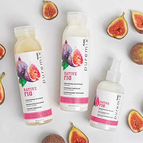 RUSK PUREMIX Native Fig Replenishing Shampoo for Normal Hair, 12 Oz, Formulated with Fig to Gently Cleanse, Detangle and Restore Hair's Moisture Levels While Eliminating Frizz