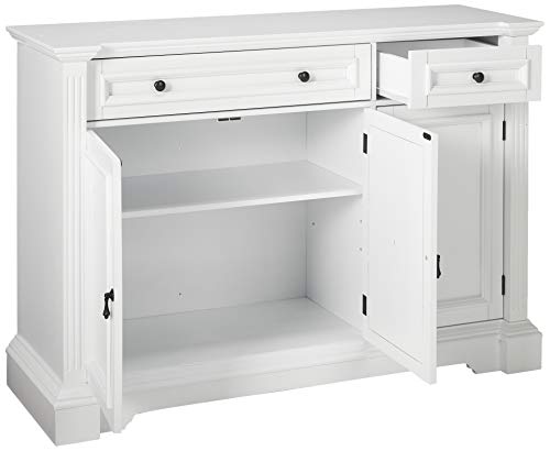 Kings Brand Furniture White Finish Wood Buffet Breakfront Cabinet Console Table With Storage, Drawers, Shelves